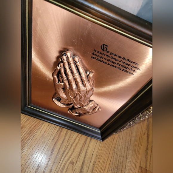 Art | Vintage Copper Praying Hands Wall Art Framed Serenity Prayer ...